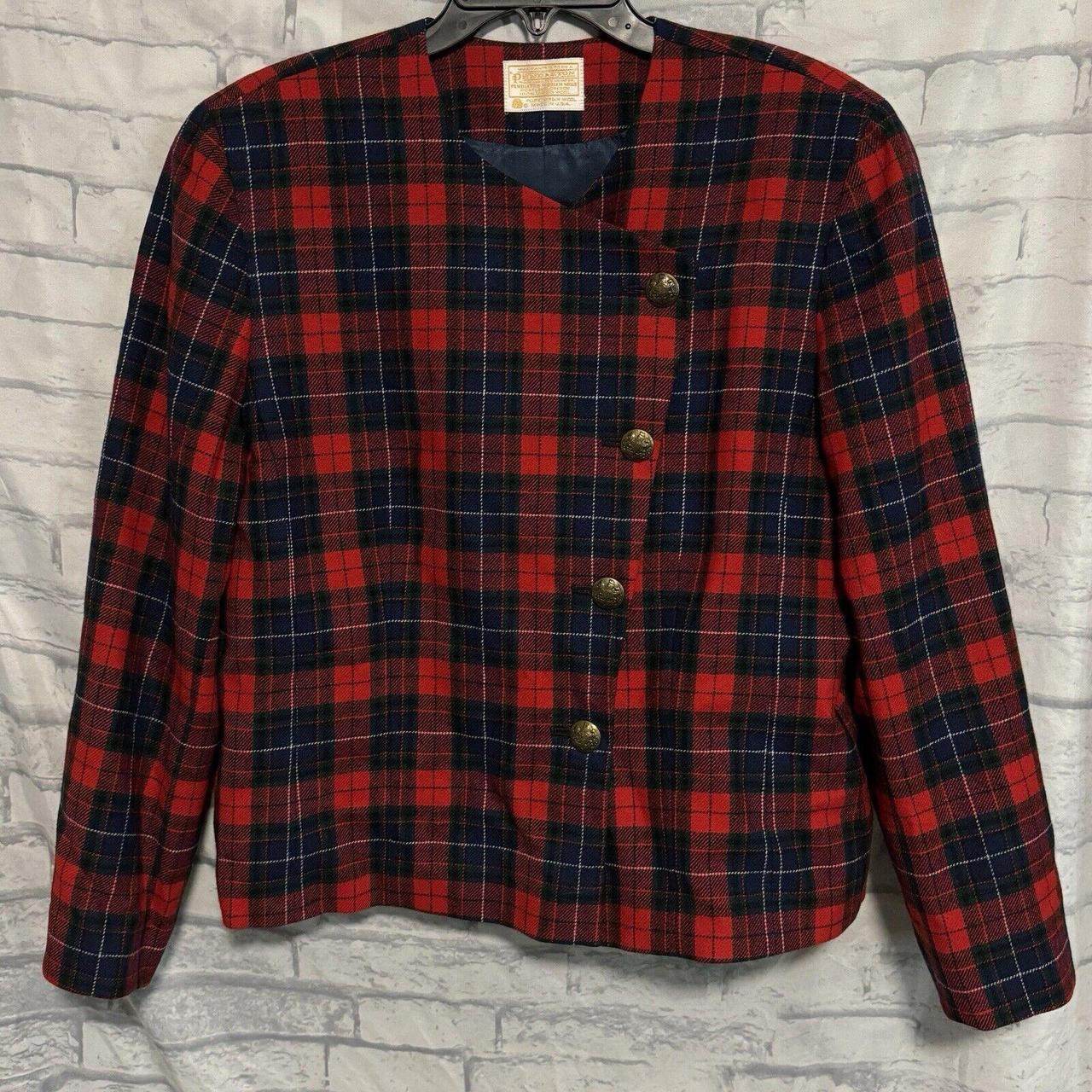Vintage Pendleton Blazer Women Size 12 Blue Red... - Depop
