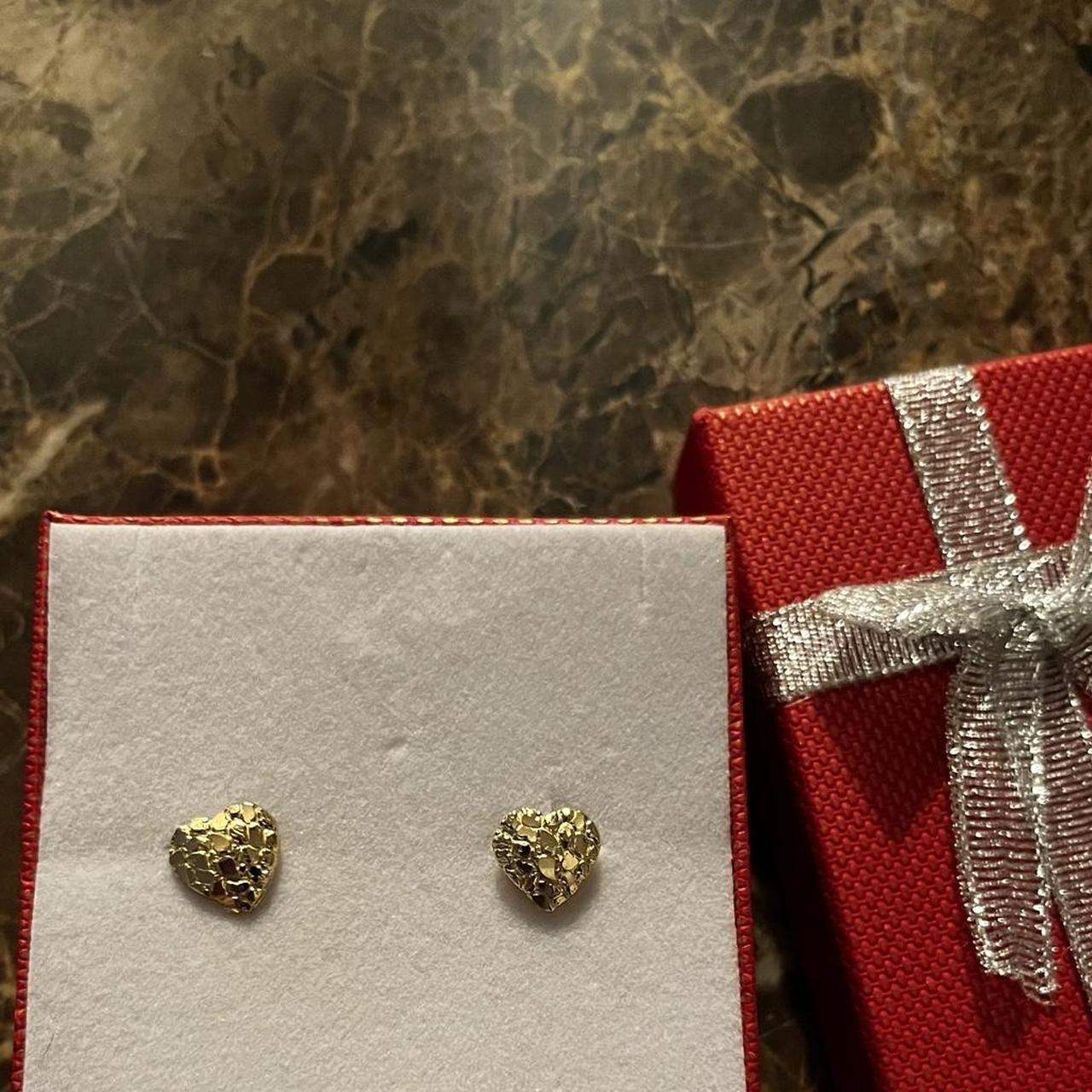 Yellow 10k real Gold nugget heart earrings. Perfect... - Depop