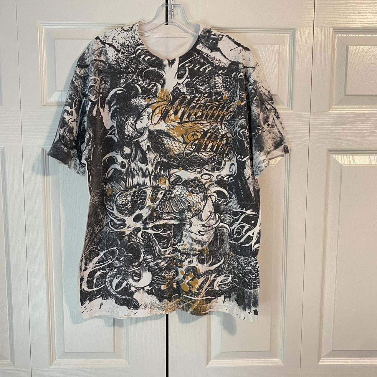 Mens affliction type tshirt hard asf front art only... - Depop