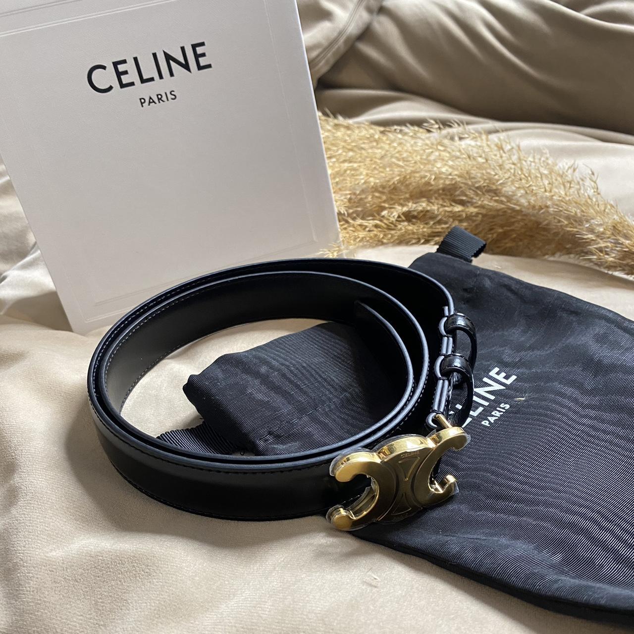 Celine triomphe belt with gold accents Like new | Depop
