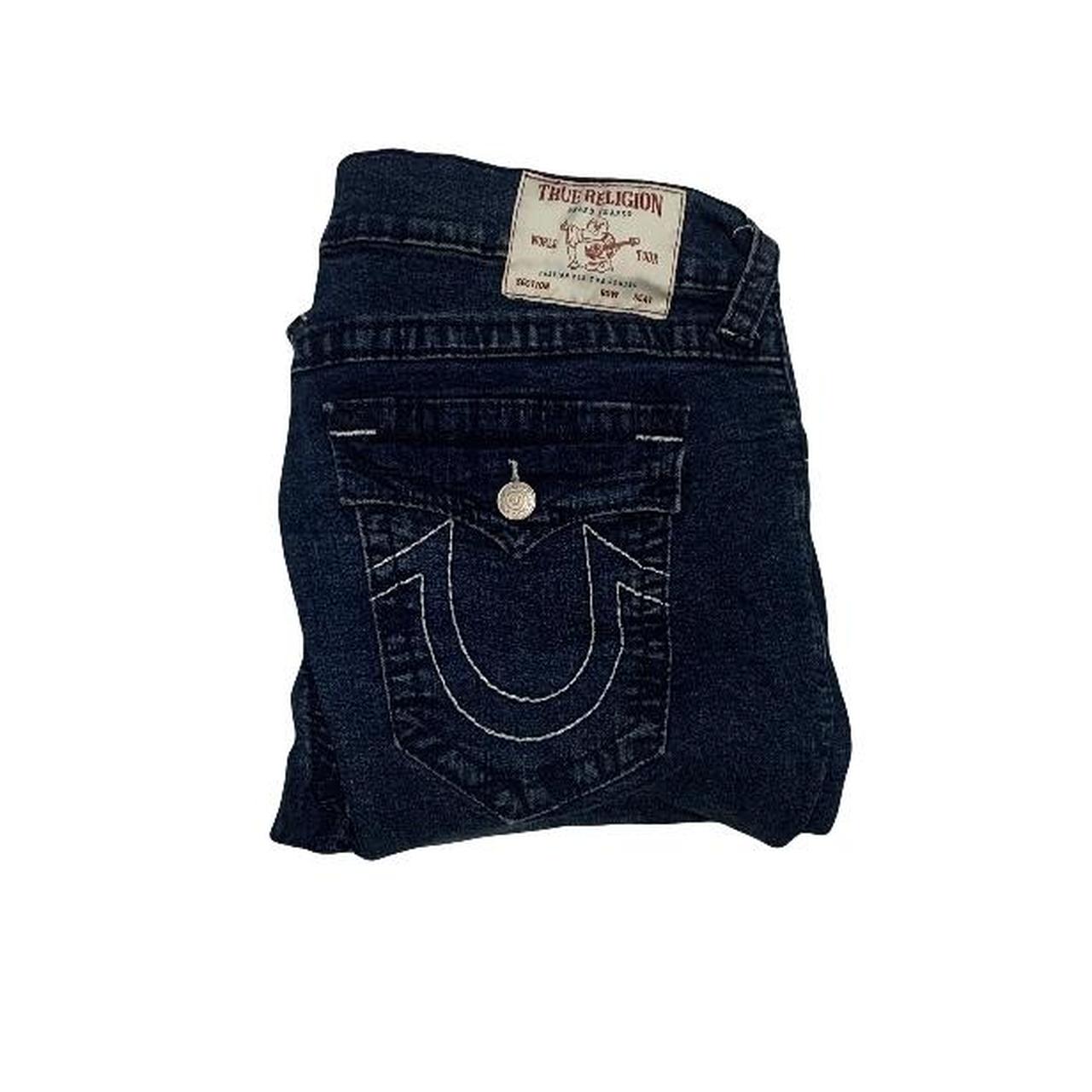 36x32 ricky relaxed straight dark blue with white... - Depop