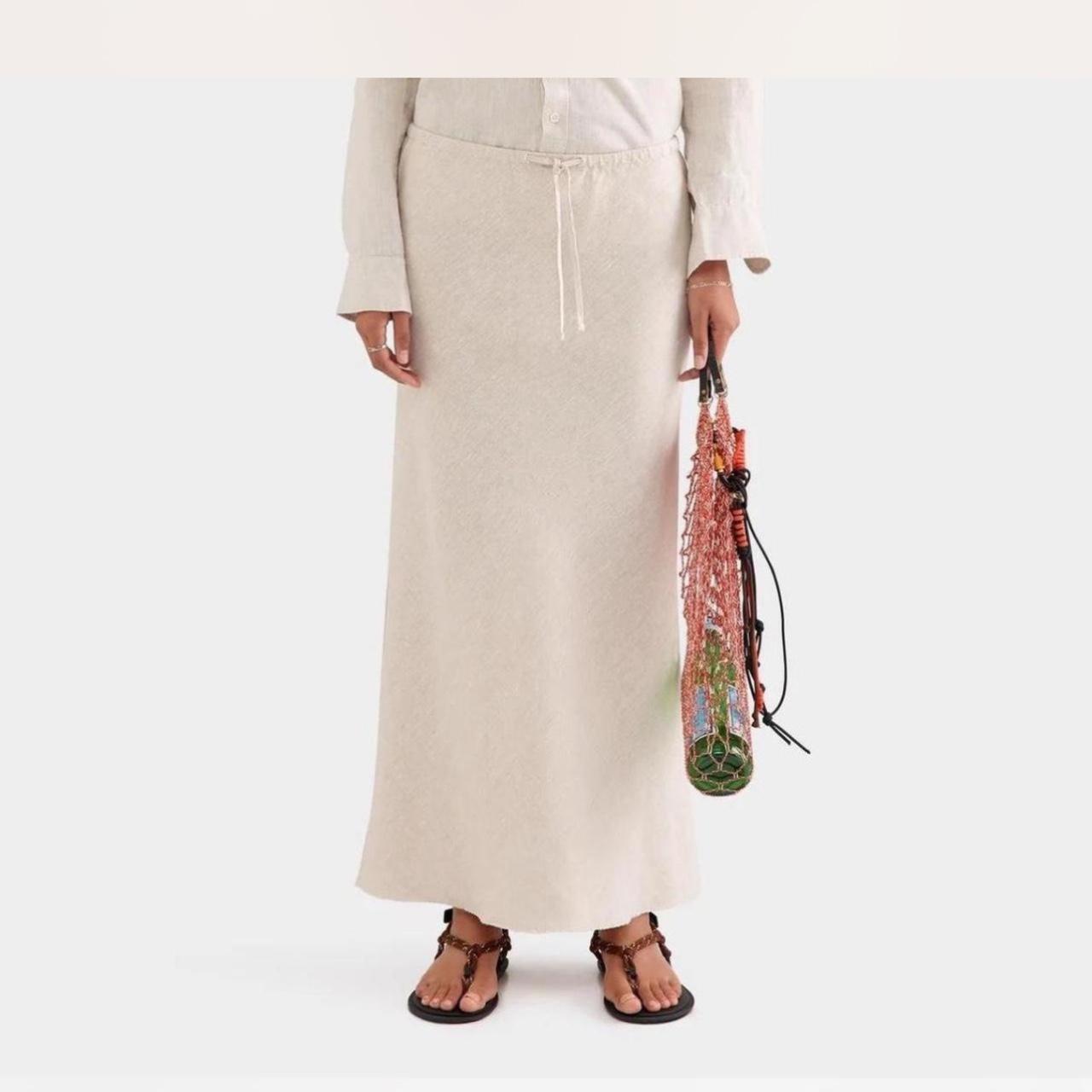 Venroy Sand Linen Skirt Size 12 | Depop