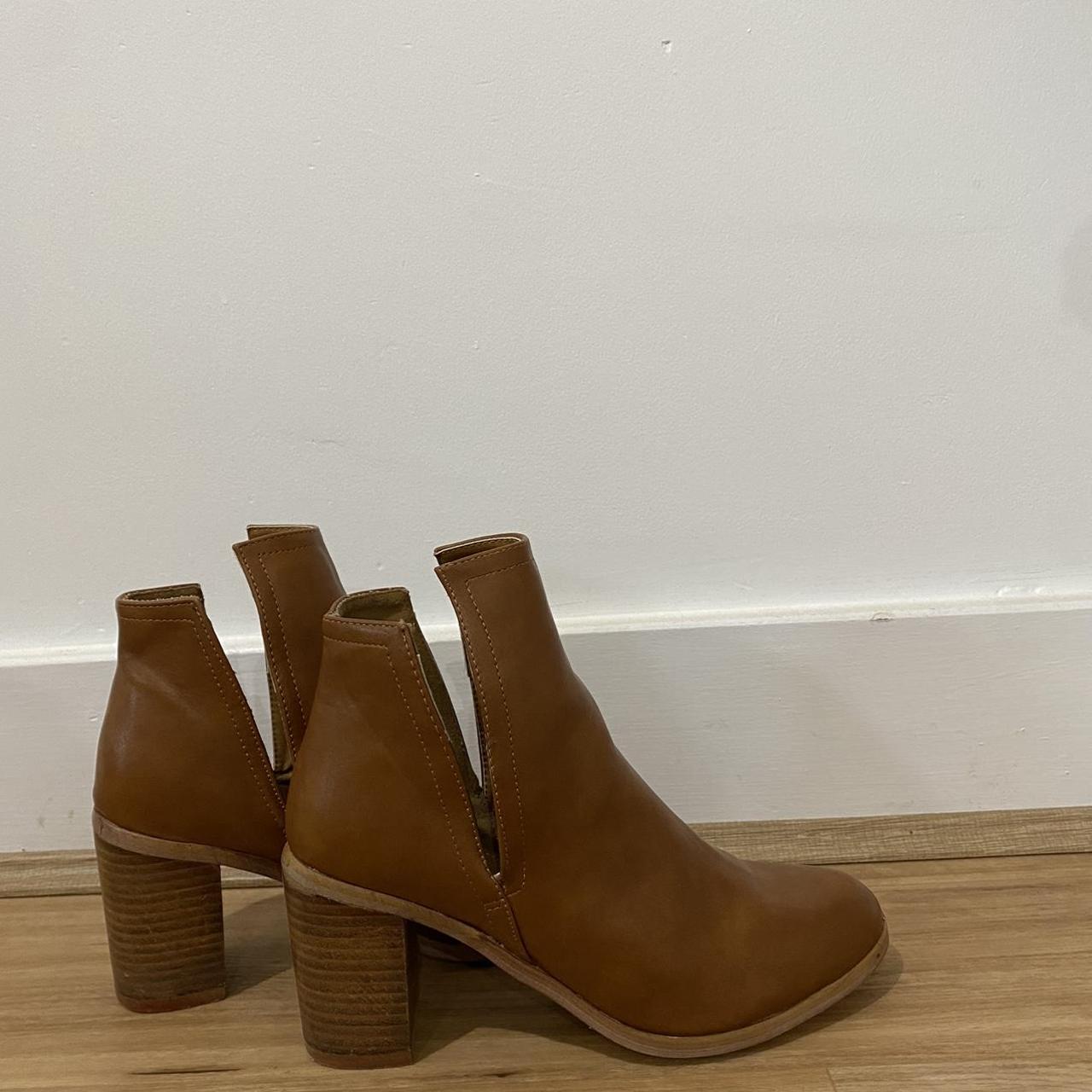 Rubi Tan Heel Boots with split sides Super nice... - Depop Rubi Tan Heel Boots with split sides Super nice... - Depop