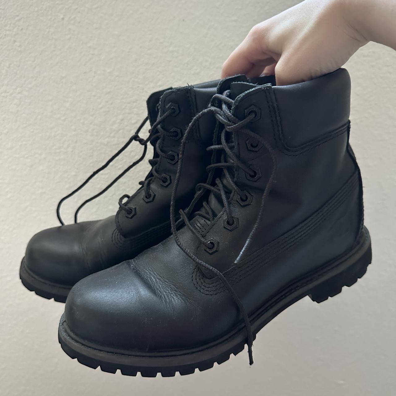 timberland leather ankle combat boots light creasing... - Depop