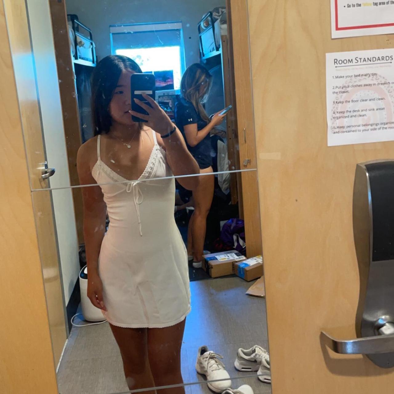 Meshki white mini dress worn once - Depop