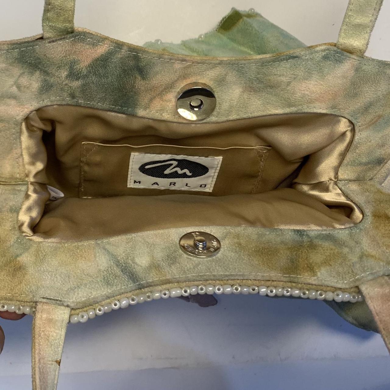 Marlo Stone Wash Faux Suede Ruffle Purse with Bead... - Depop