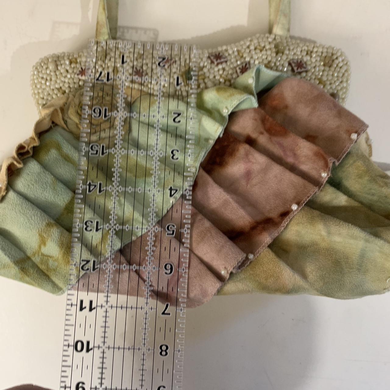 Marlo Stone Wash Faux Suede Ruffle Purse with Bead... - Depop