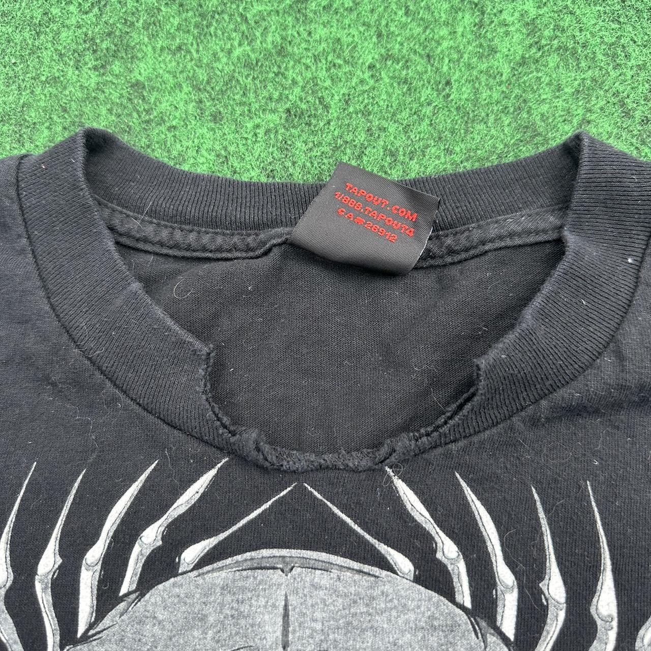 vintage black and grey skull feather tap out tee... - Depop