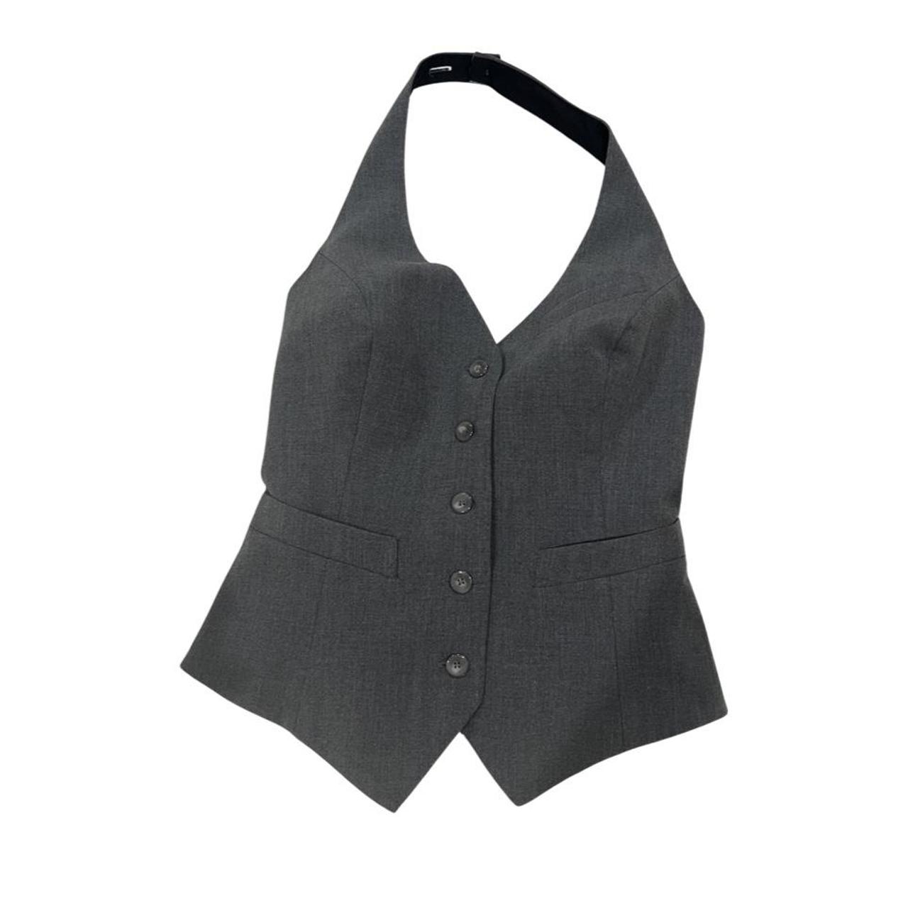 grey button up vest top by anne fontaine 💋 best... - Depop