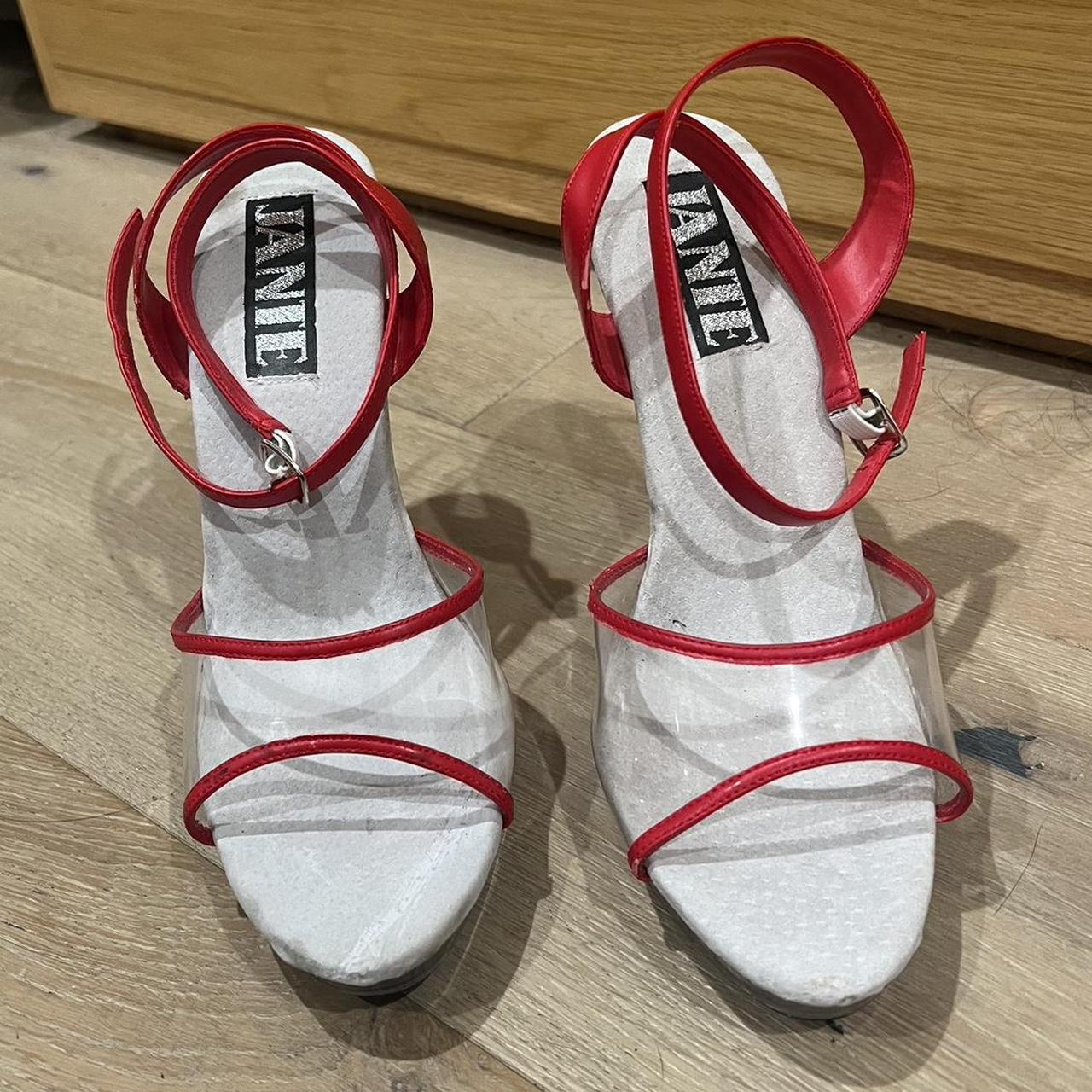 Red and Clear Platform Heels by Jante in great... - Depop