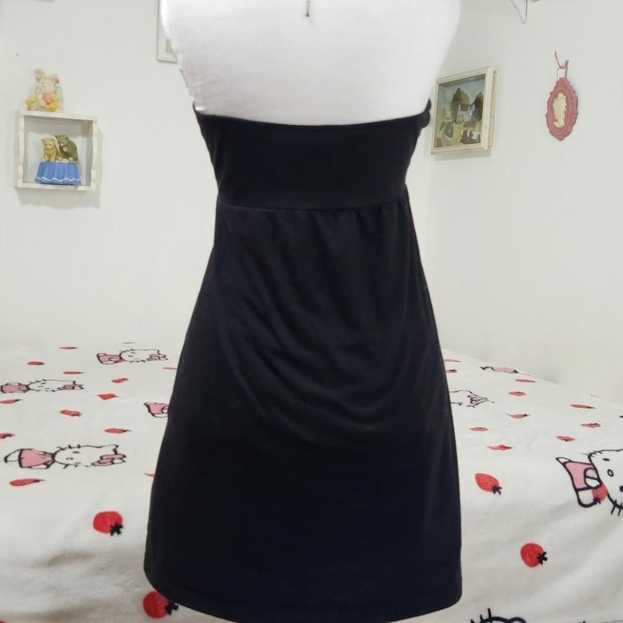 Y2k Rare Black Fox Racing strapless mini dress or... | Depop