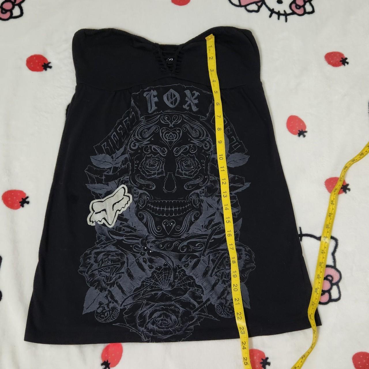 Y2k Rare Black Fox Racing strapless mini dress or... | Depop