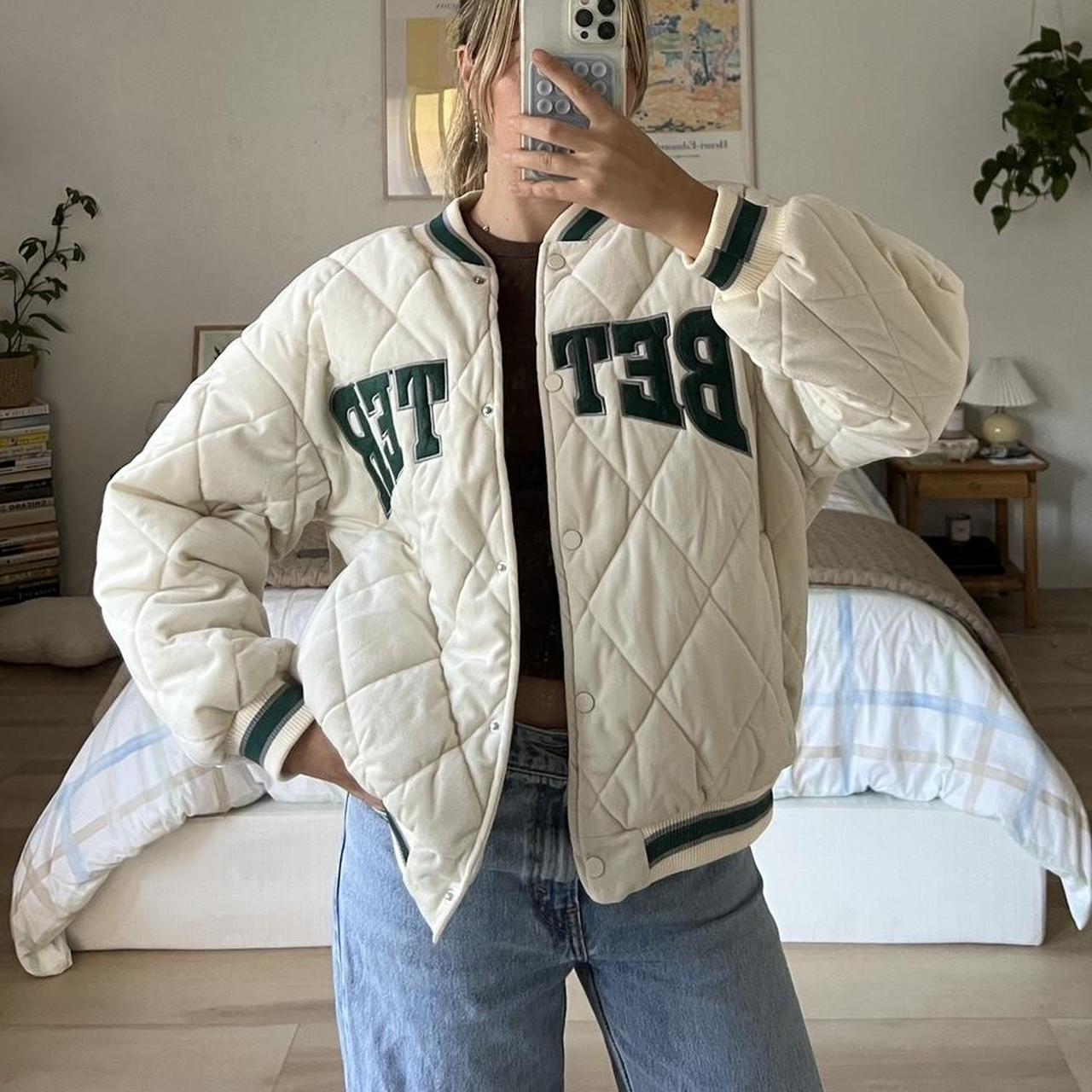 JING quilted letterman style varsity jacket. Super... - Depop