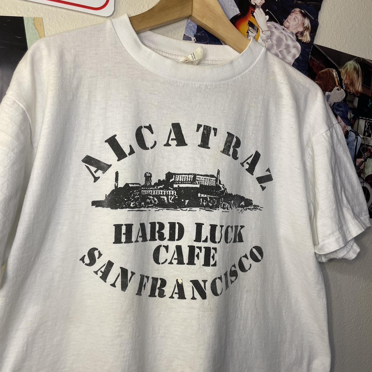 Vintage 90s Distressed Alcatraz tee •Measures 22” x... | Depop
