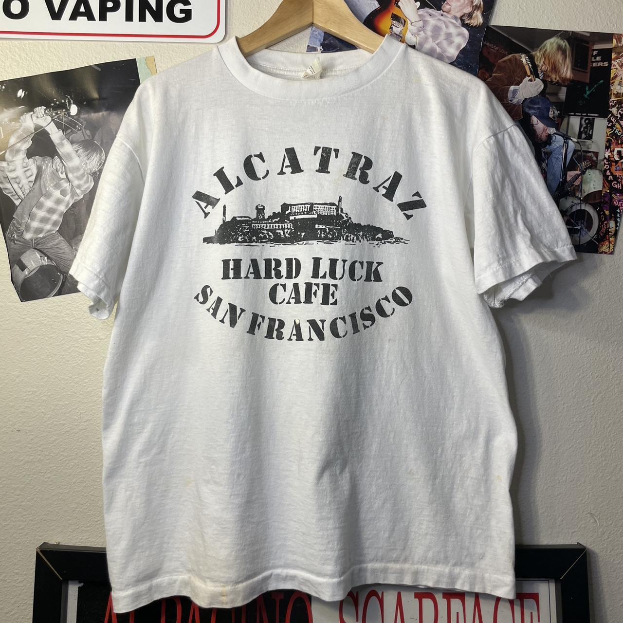 Vintage 90s Distressed Alcatraz tee •Measures 22” x... | Depop