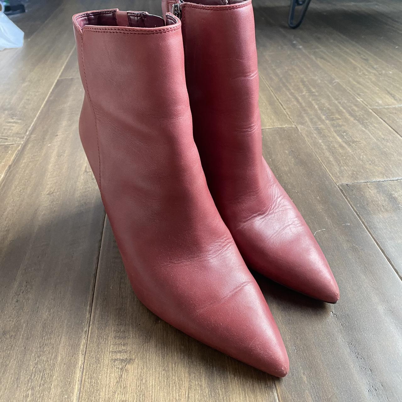 Sam Edelman cherry red pointed toe leather boots... - Depop