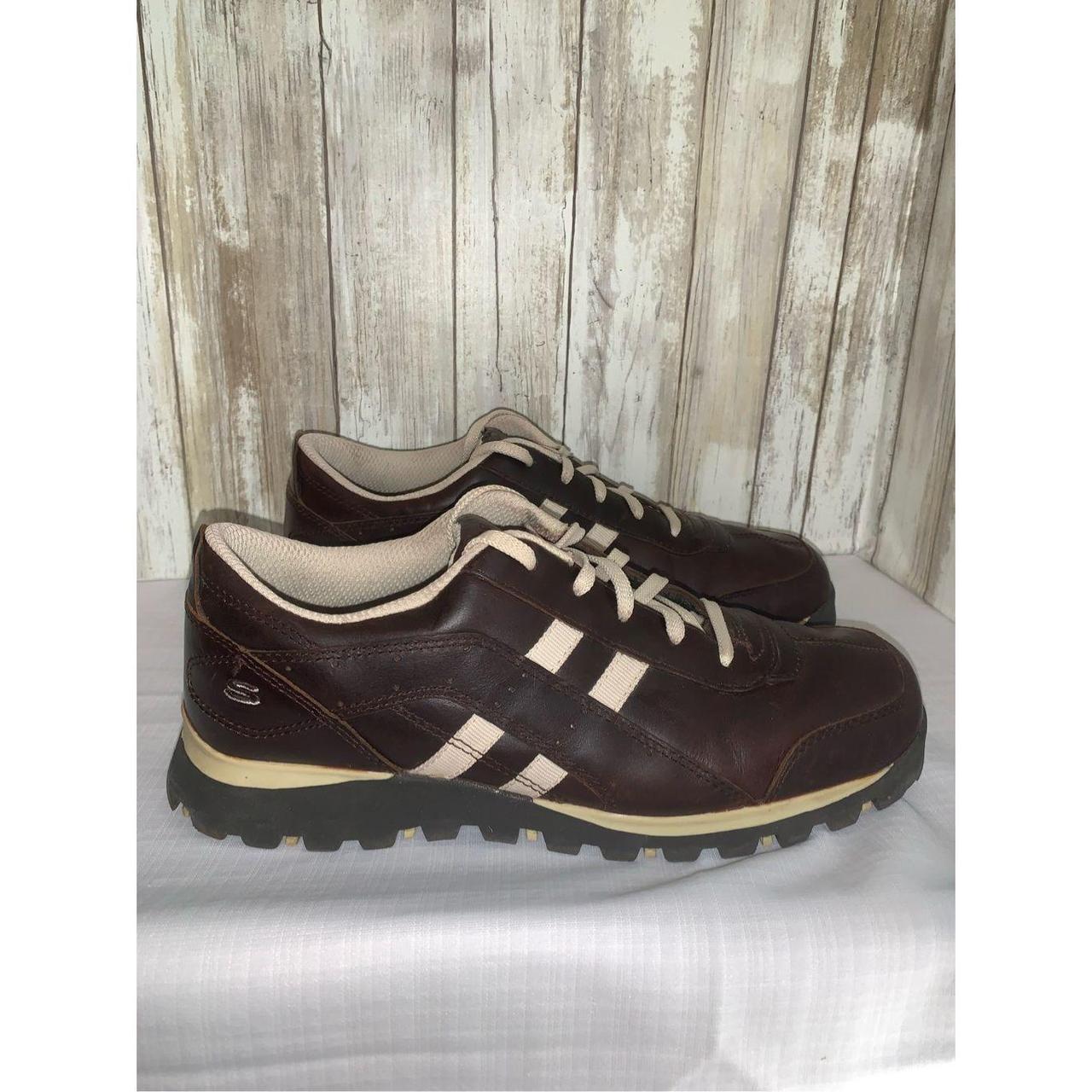 Vintage 90s Men's Skechers Brown Leather Lug Sole... - Depop