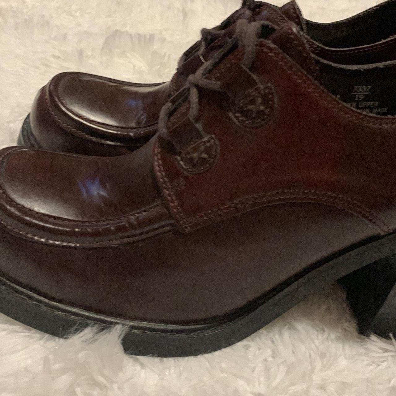 Vintage 90’s Oxblood Heeled Platform Lace Up Shoes... - Depop