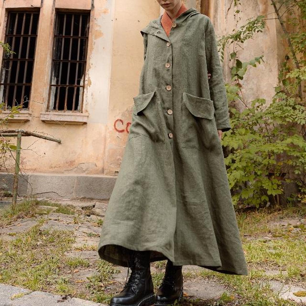 Black effortlessly stylish long linen jacket, a... - Depop