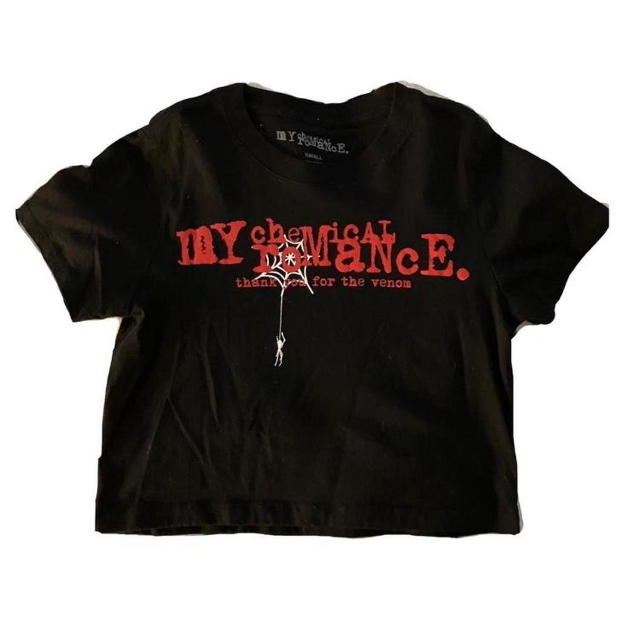 Black and red My Chemical Romance cropped band tee... | Depop