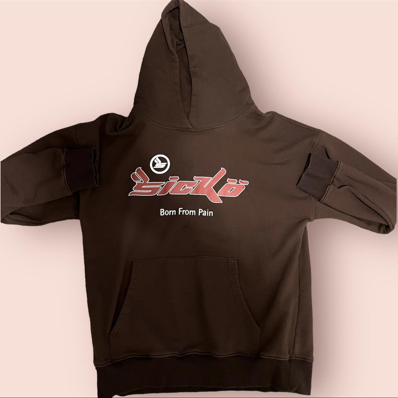 Brown Born from Pain Sicko Hoodie -Size Large (fits... - Depop