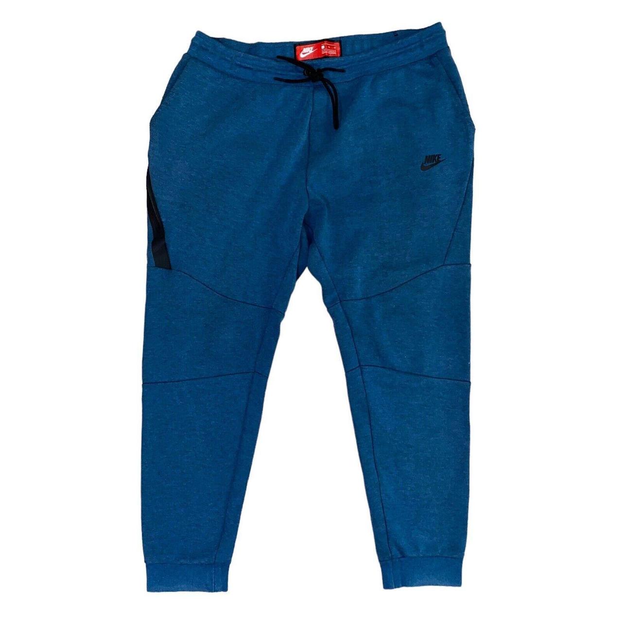 Nike Tech Fleece Mens Blue Tracksuit Bottoms Size... - Depop