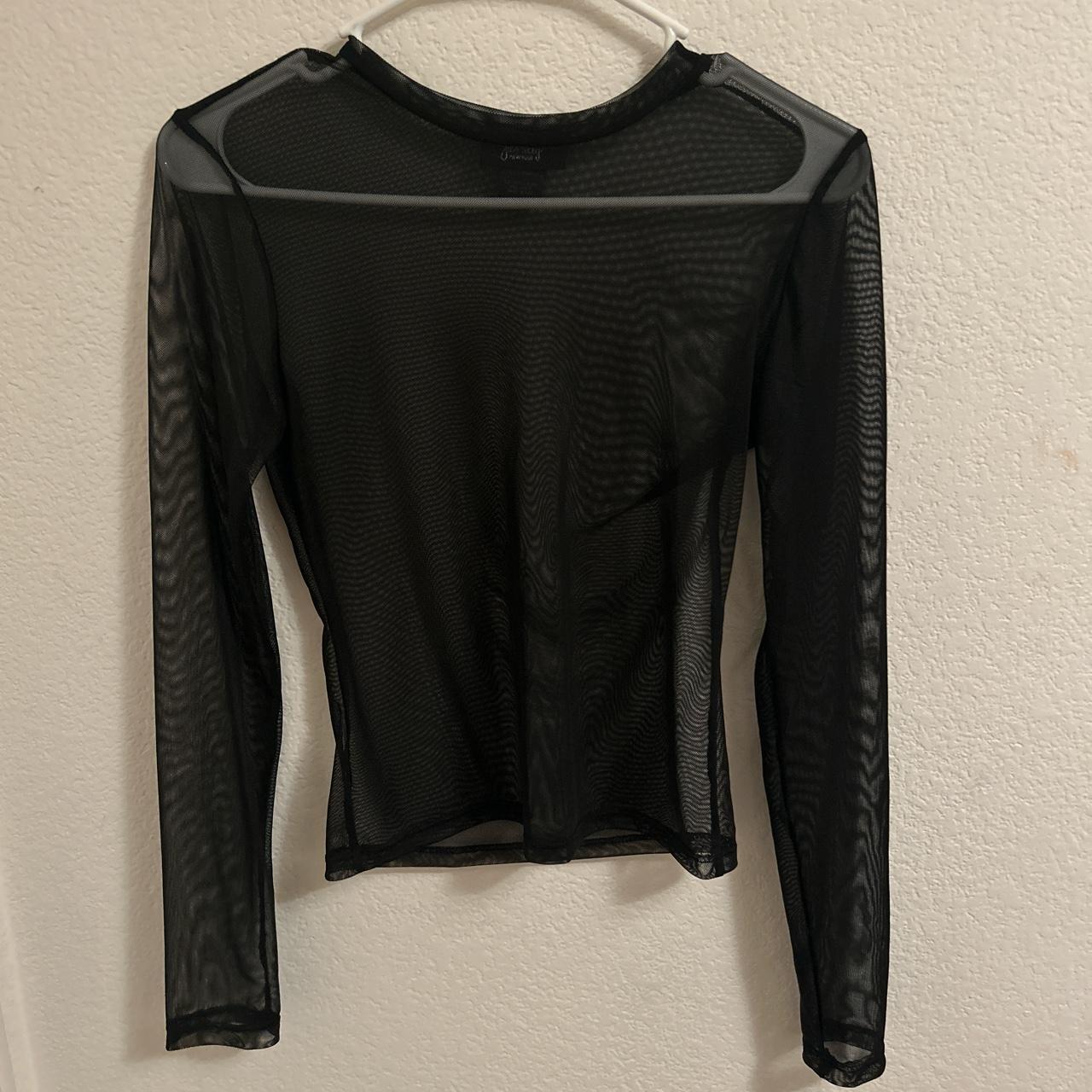 mesh long sleeve top size S (fits M as well) bust:... - Depop