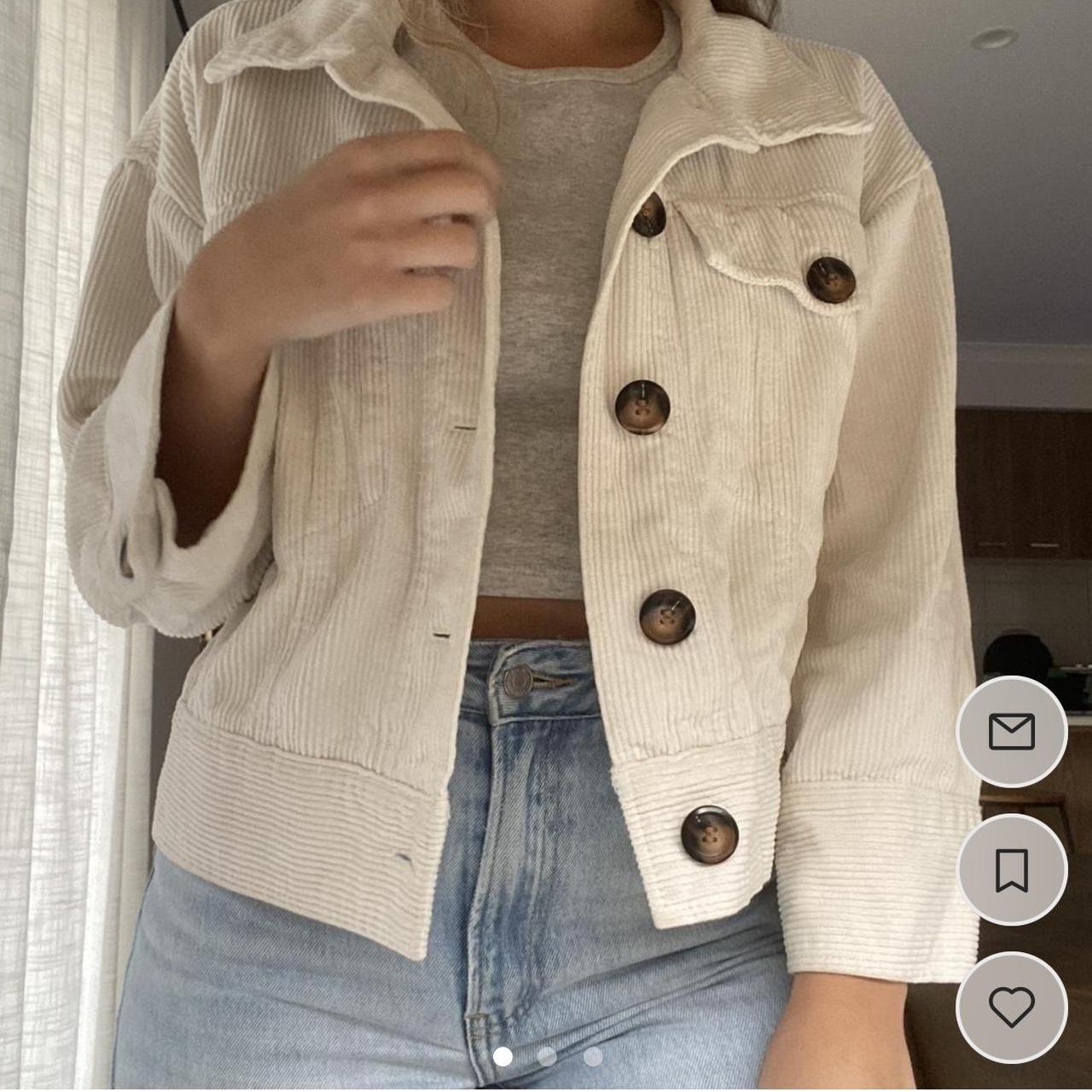 Women's Cream and White Jacket | Depop
