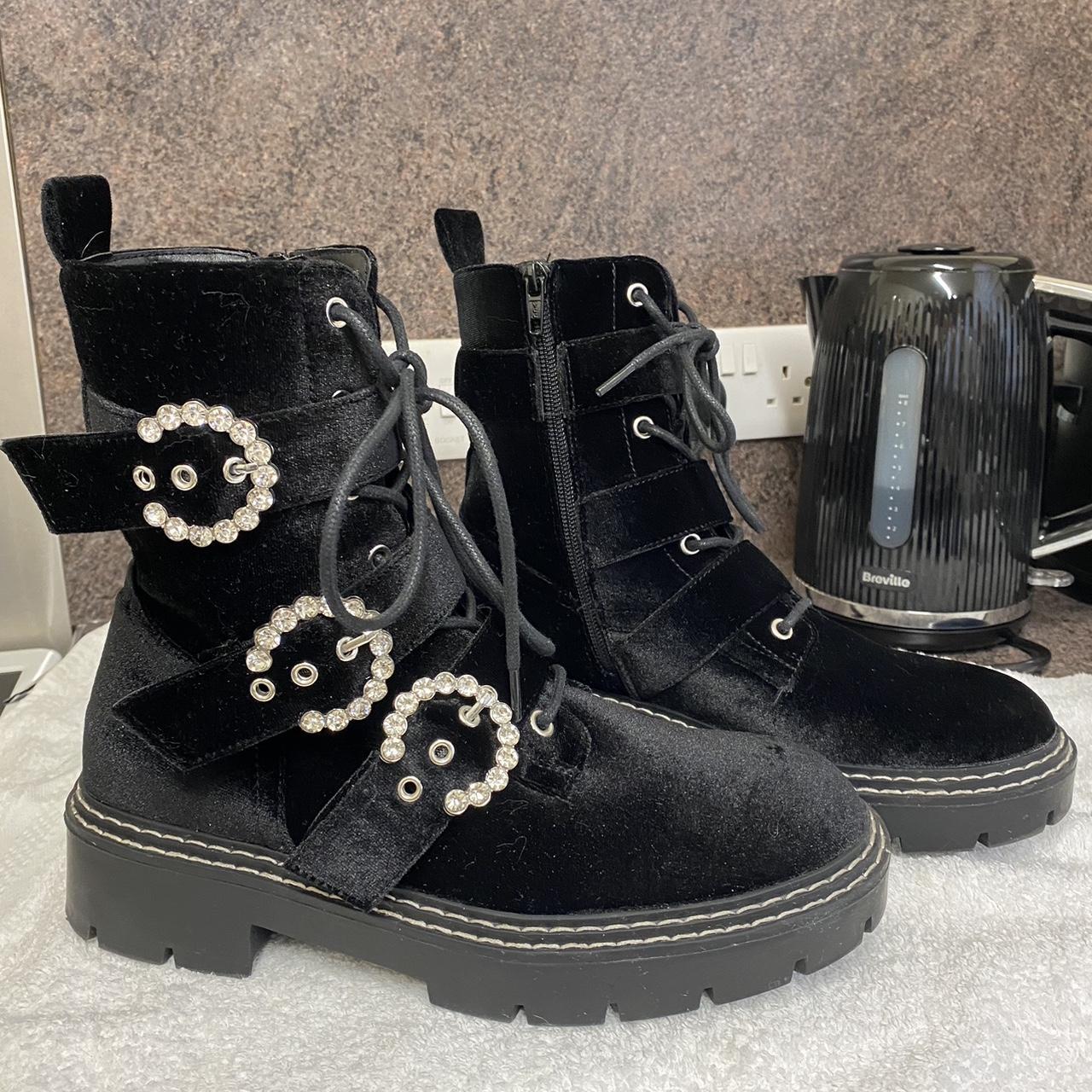 River island velour gem boots worn once in great... - Depop