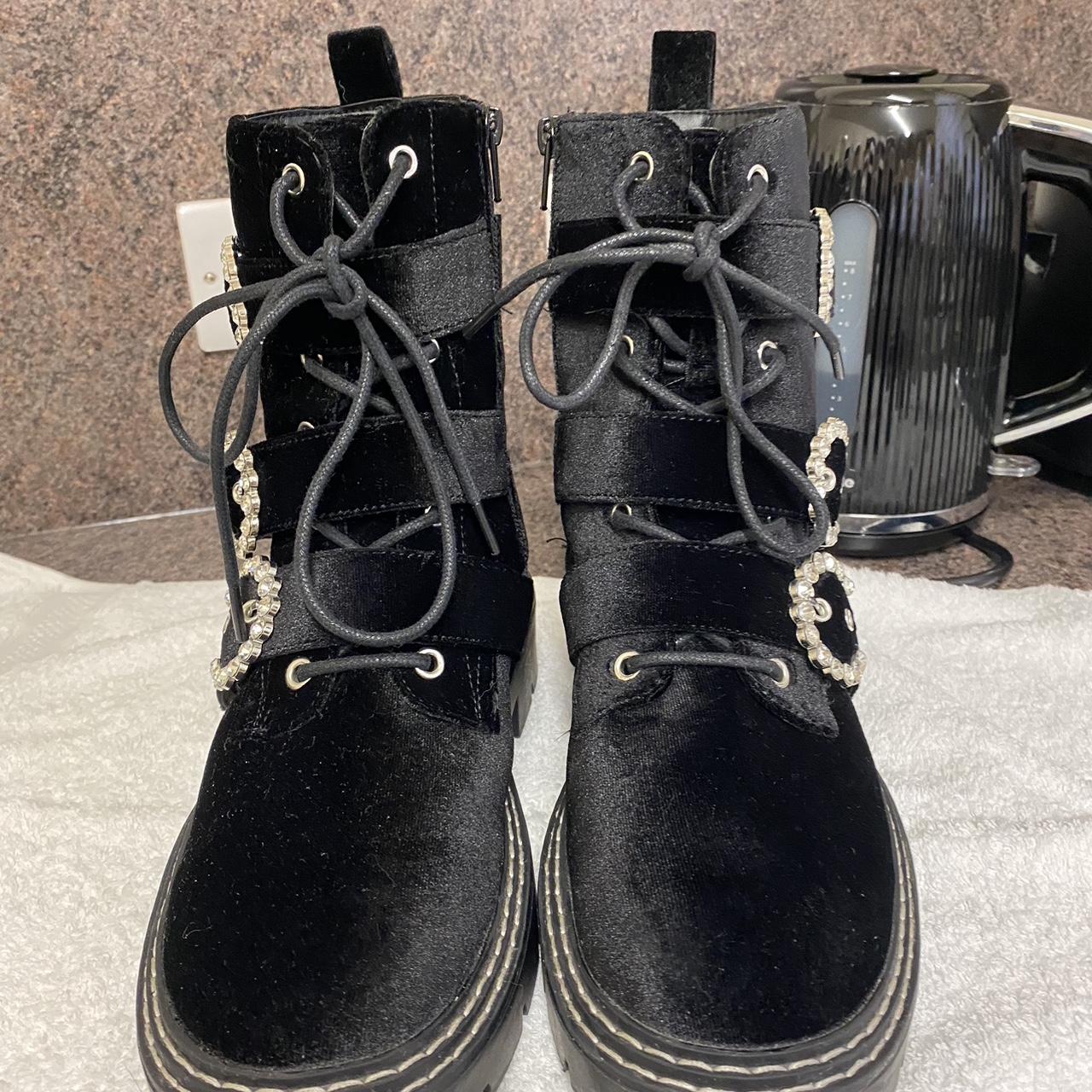 River island velour gem boots worn once in great... - Depop