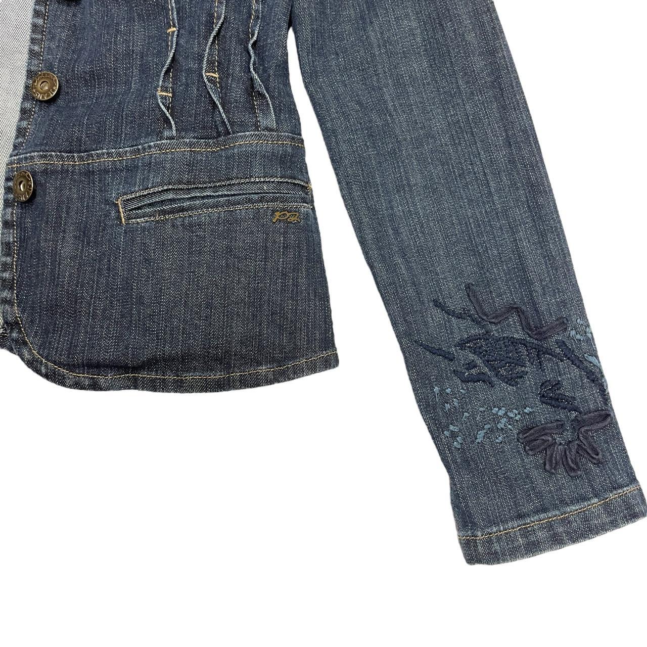 Point Zero denim jean jacket size L embroidered... | Depop