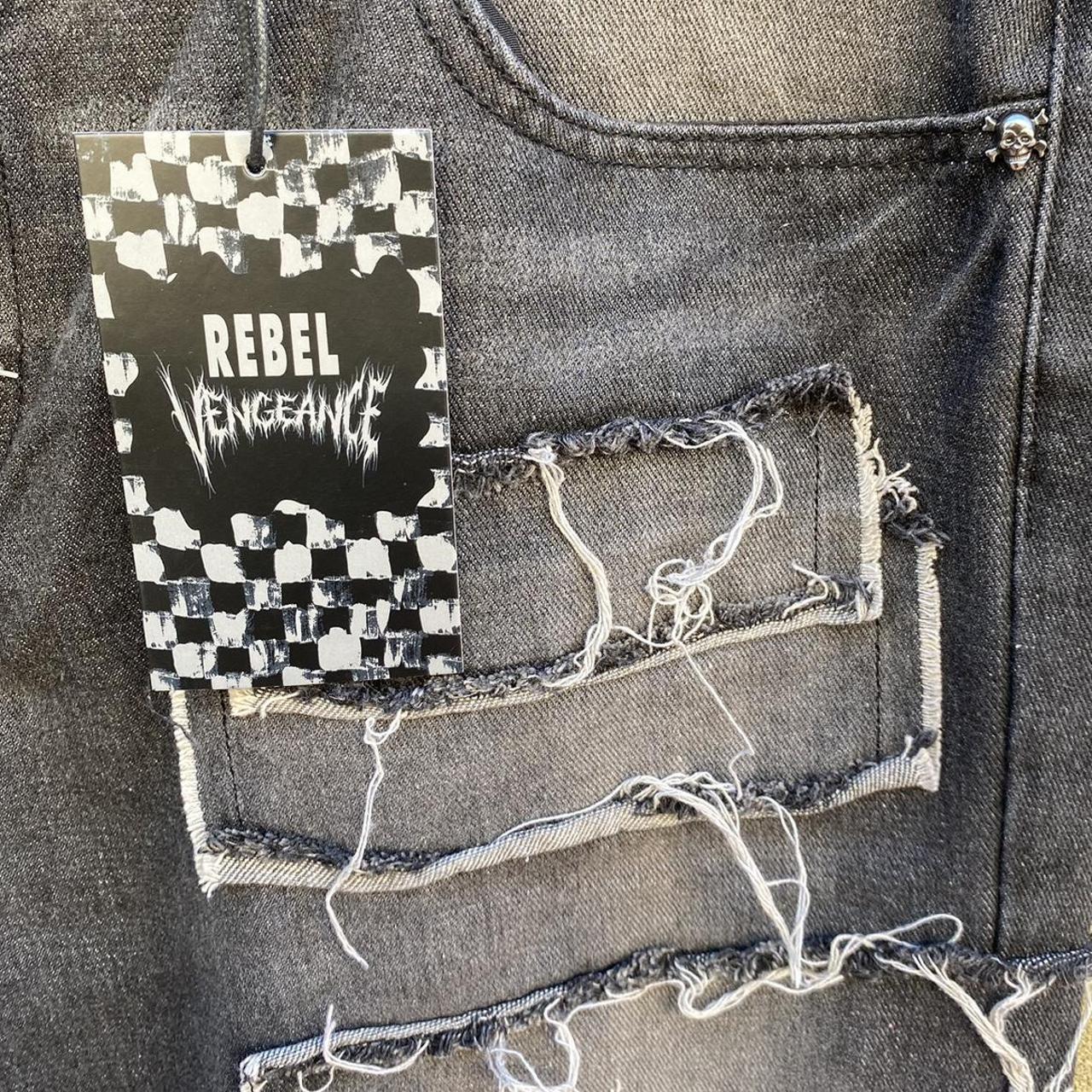 NEW distressed black baggy jeans Rebel Vengeance... - Depop