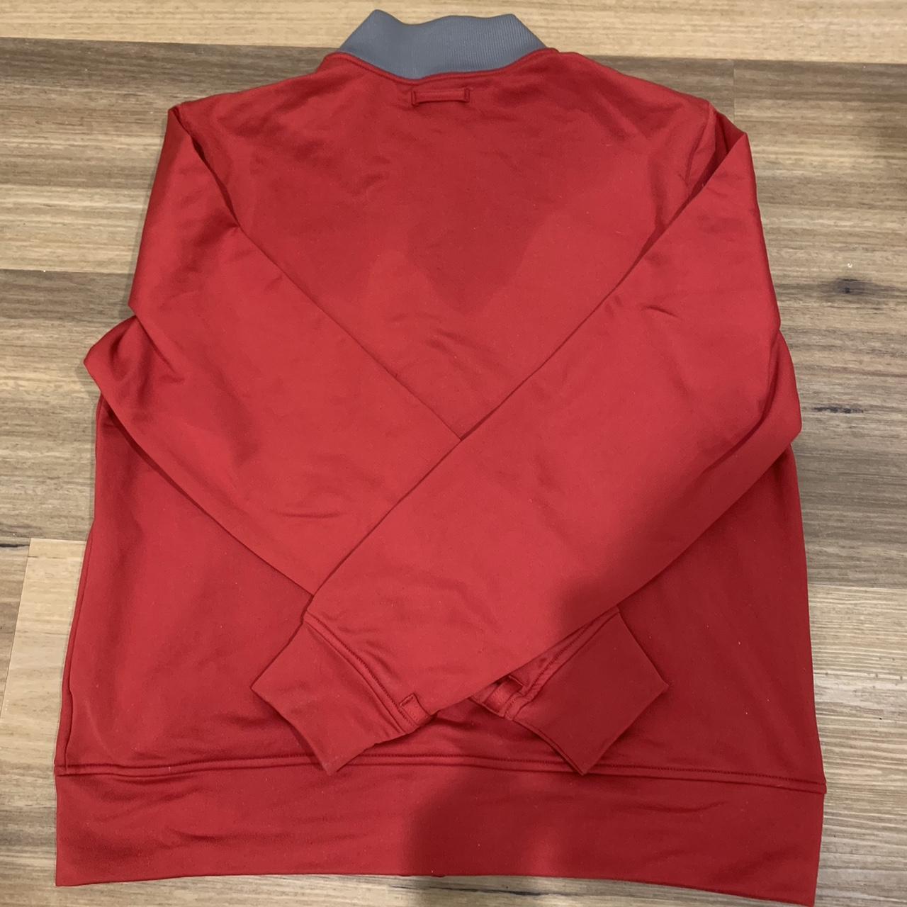 Nike 00’s red and grey zip up jacket DRIFIT Size... - Depop