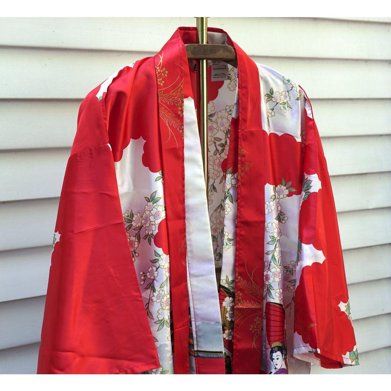 Women's Red and White Robe | Depop