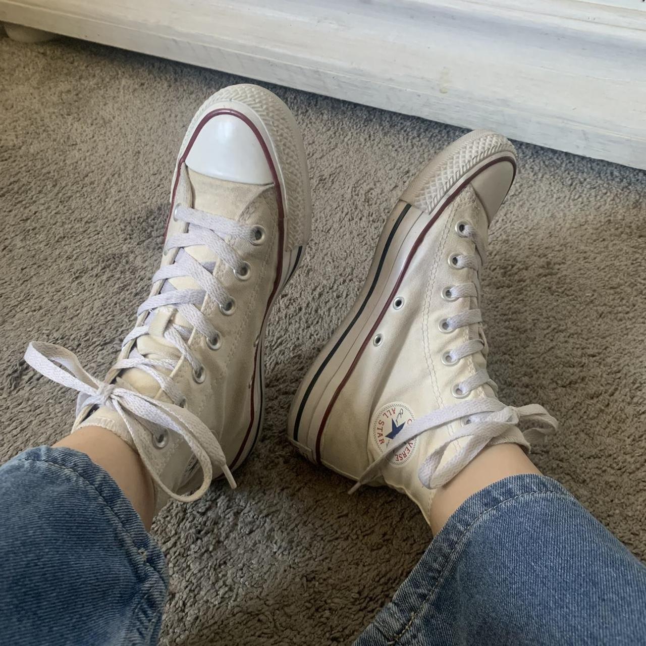Cream High top converse - Depop
