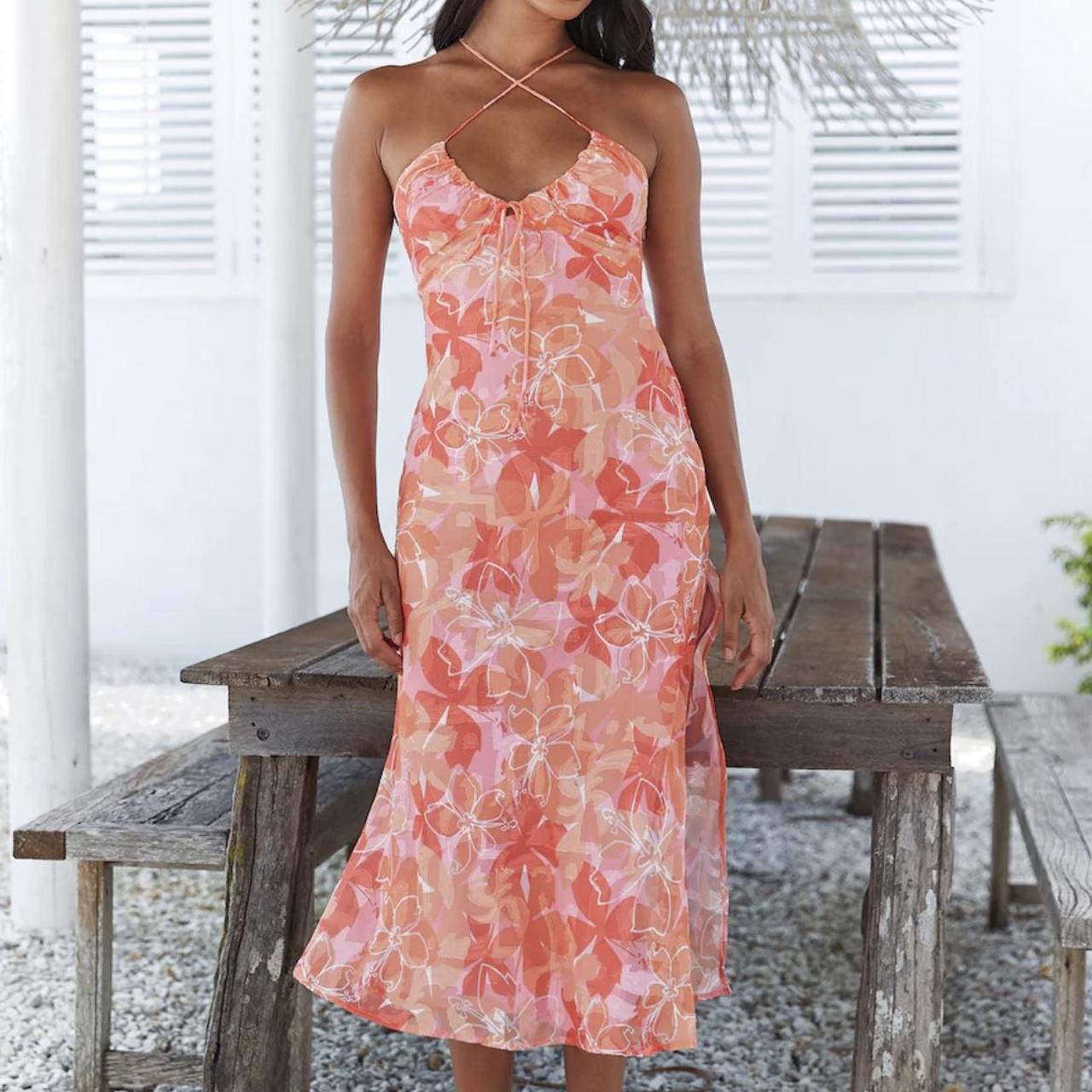 hello molly flowery / floral wonderland midi dress... - Depop