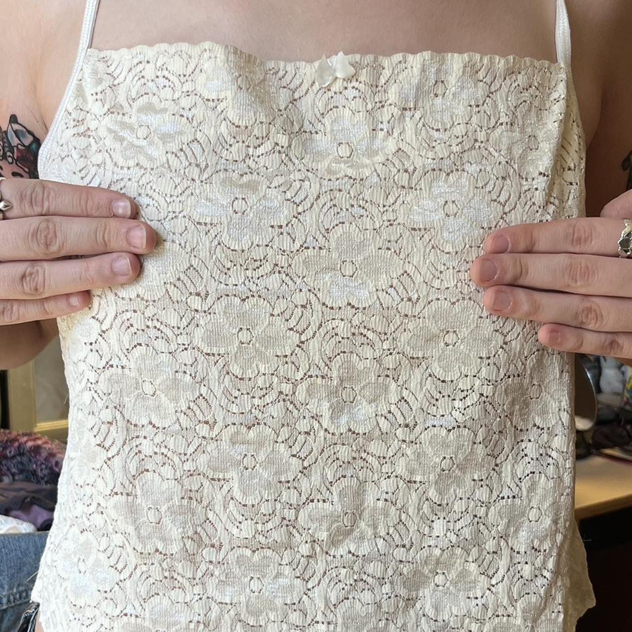 darling vintage sheer cream colored lace cami.... | Depop