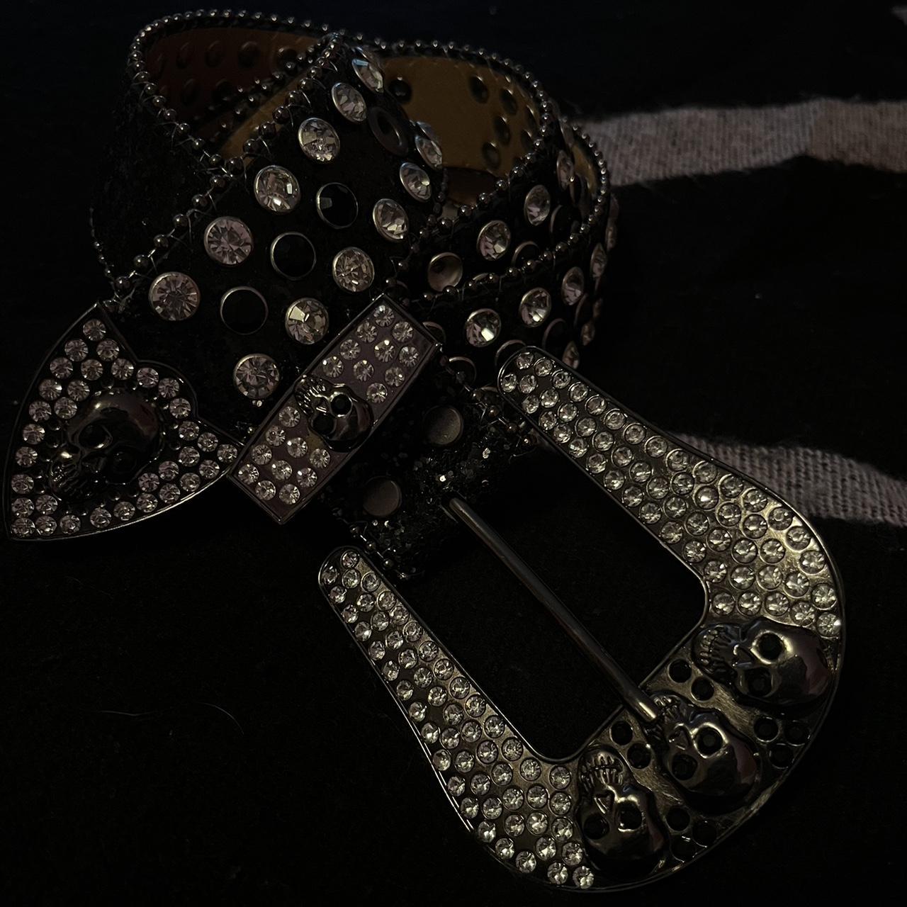 •black skeleton studded crystal belt• •new never... - Depop