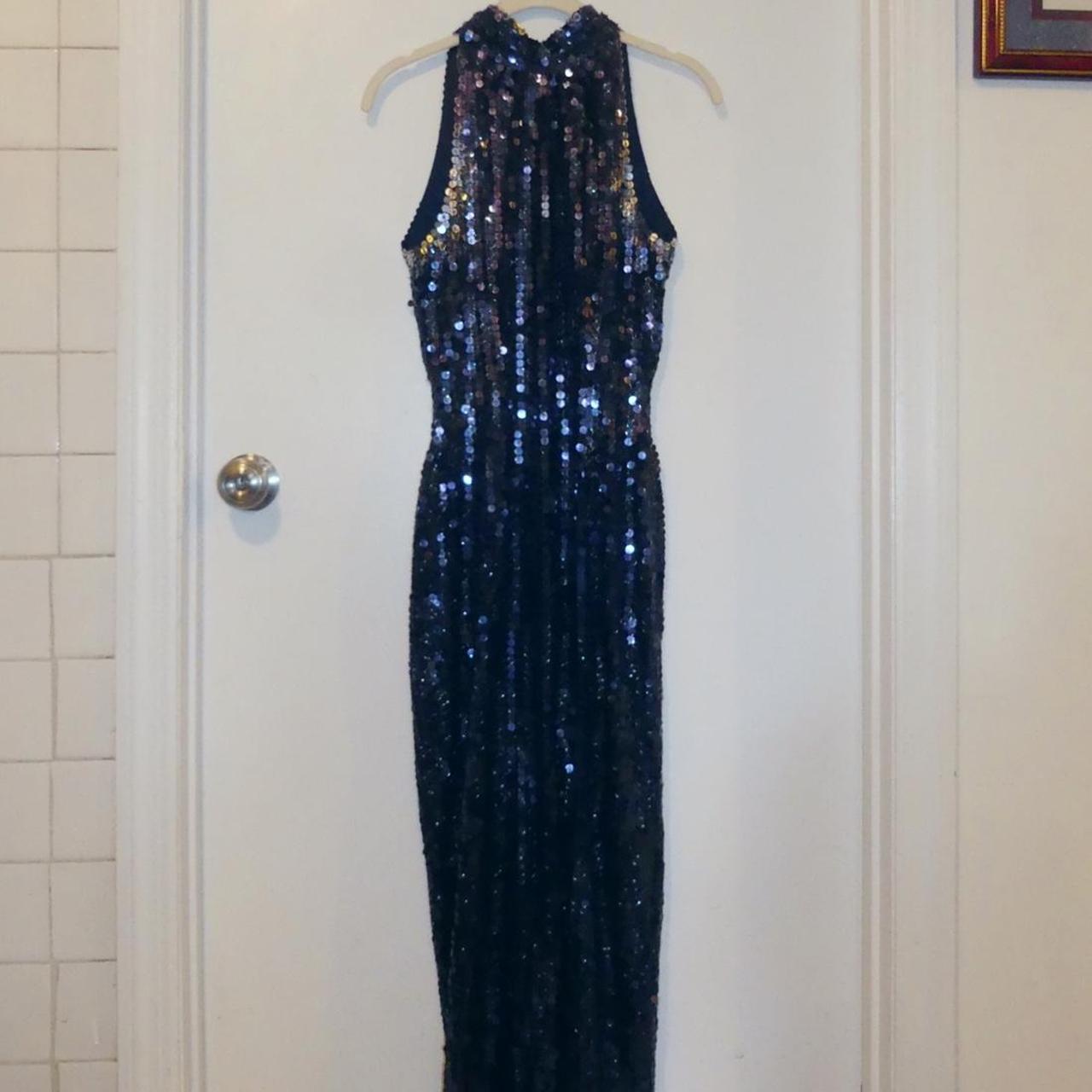 Fran Drescher’s sequin gown in navy blue 💙 vintage... | Depop