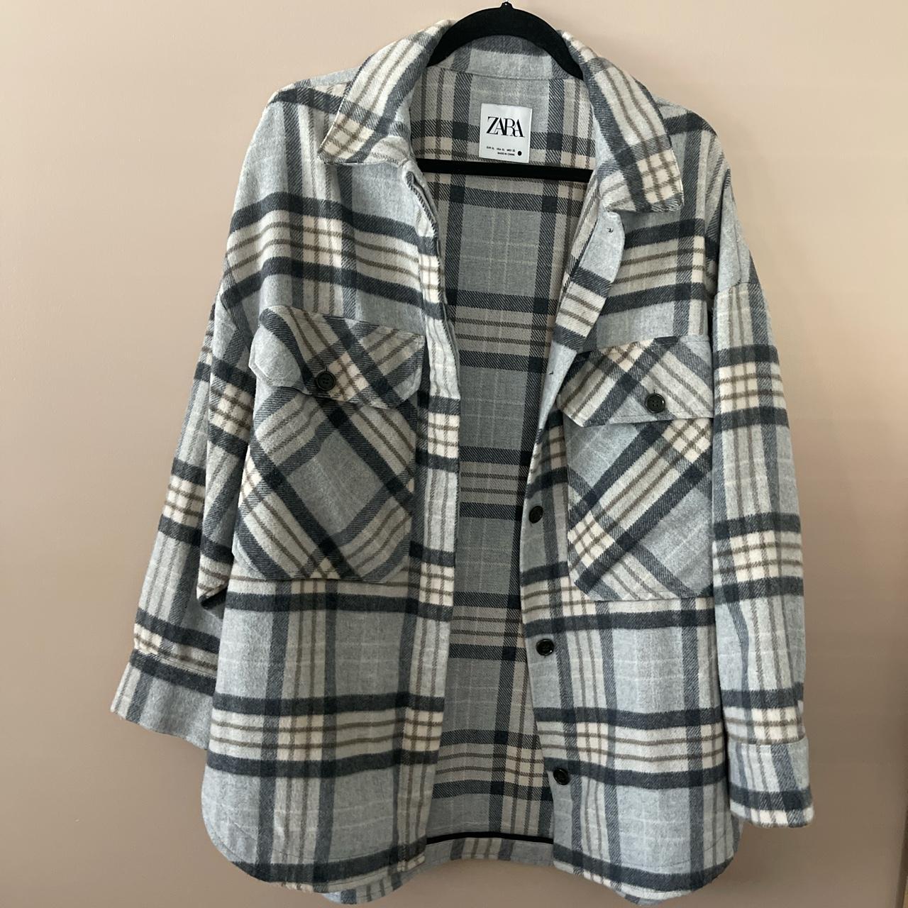 ZARA curved hem button up shacket jacket can be... - Depop