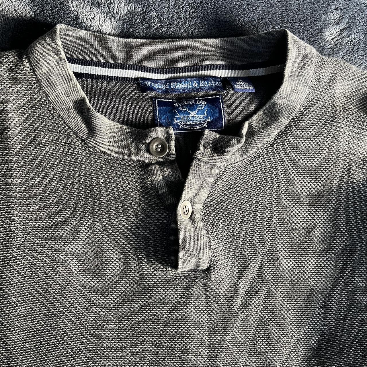 Waffle Henley Grey Long Sleeve Shirt Size Medium | Depop