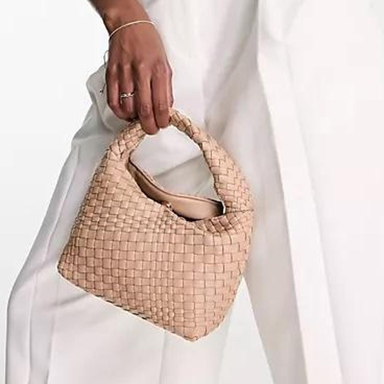 ASOS Glamorous woven texture grab bag in beige... - Depop