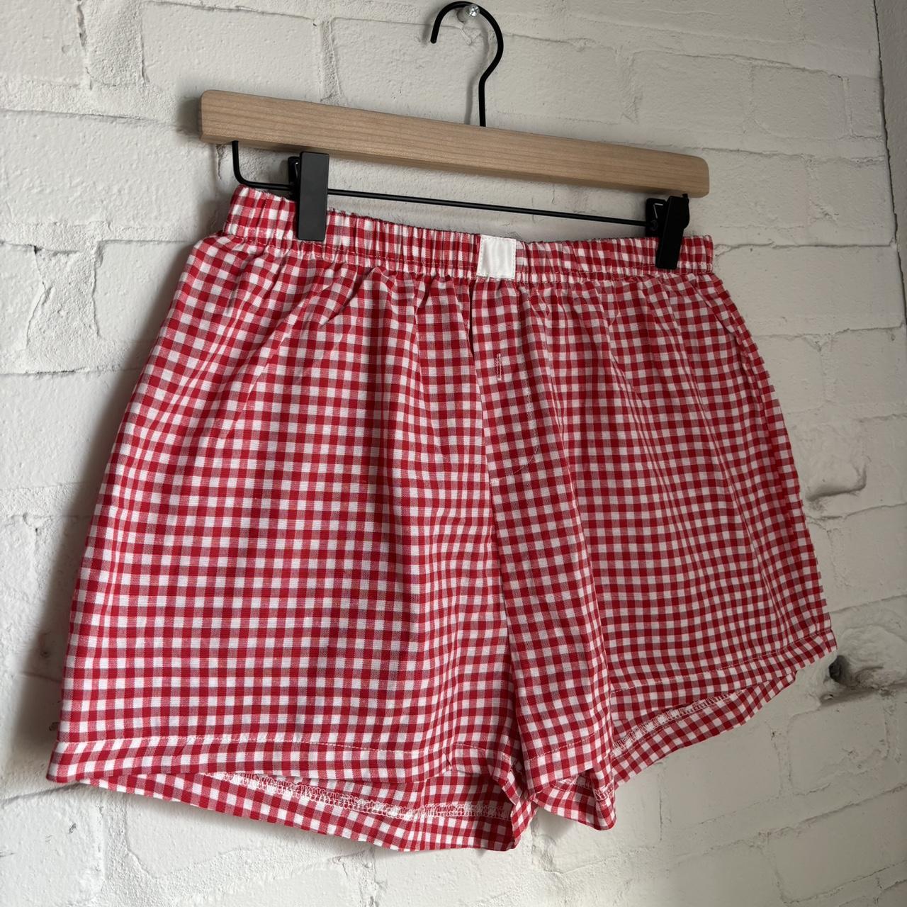 Red and White Checker Boxer Shorts Size medium,... - Depop