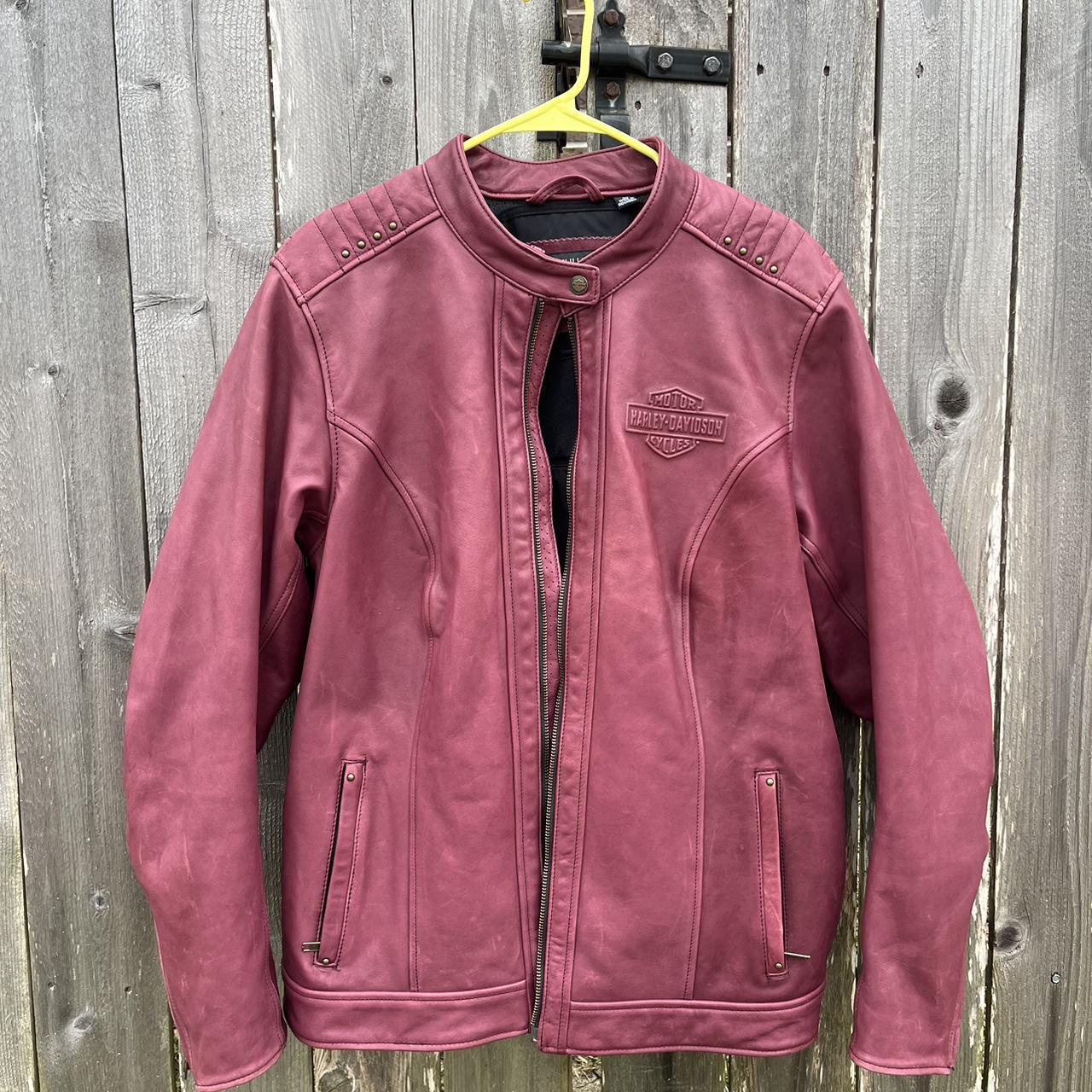 Harley Davidson wine red riding jacket - Depop