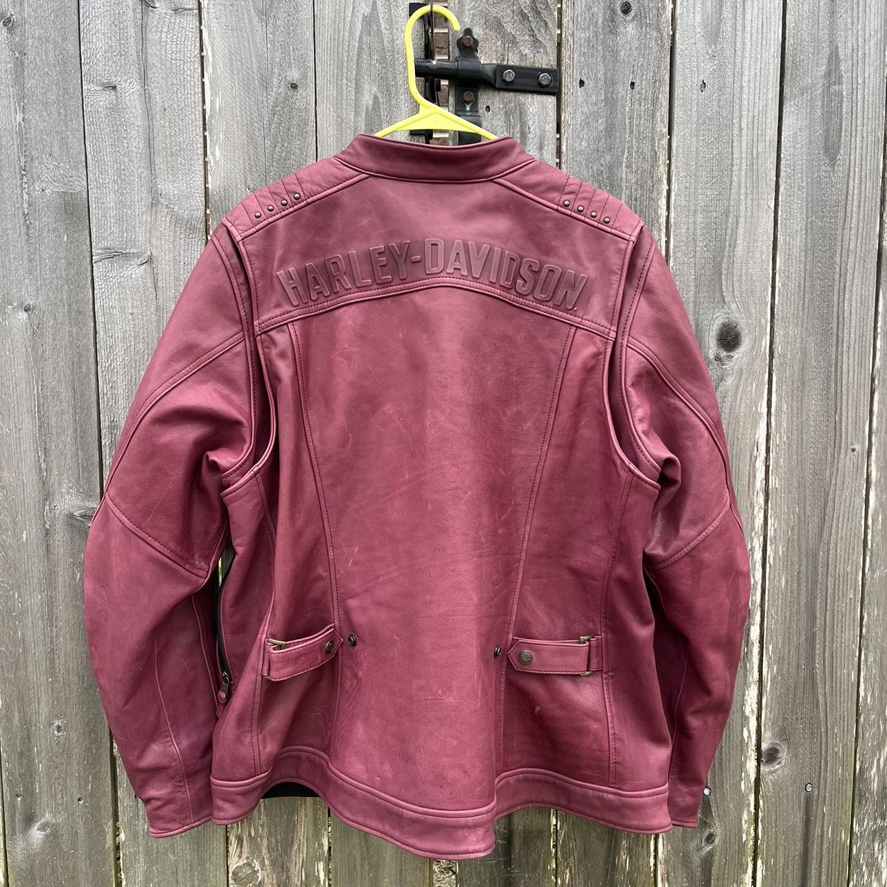 Harley Davidson wine red riding jacket - Depop