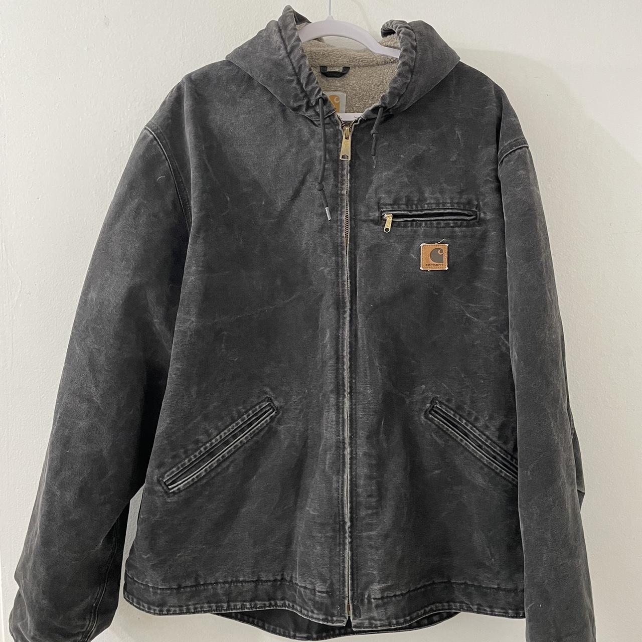 Vintage Carhartt J141 BLK Black Sherpa Lined Work... - Depop