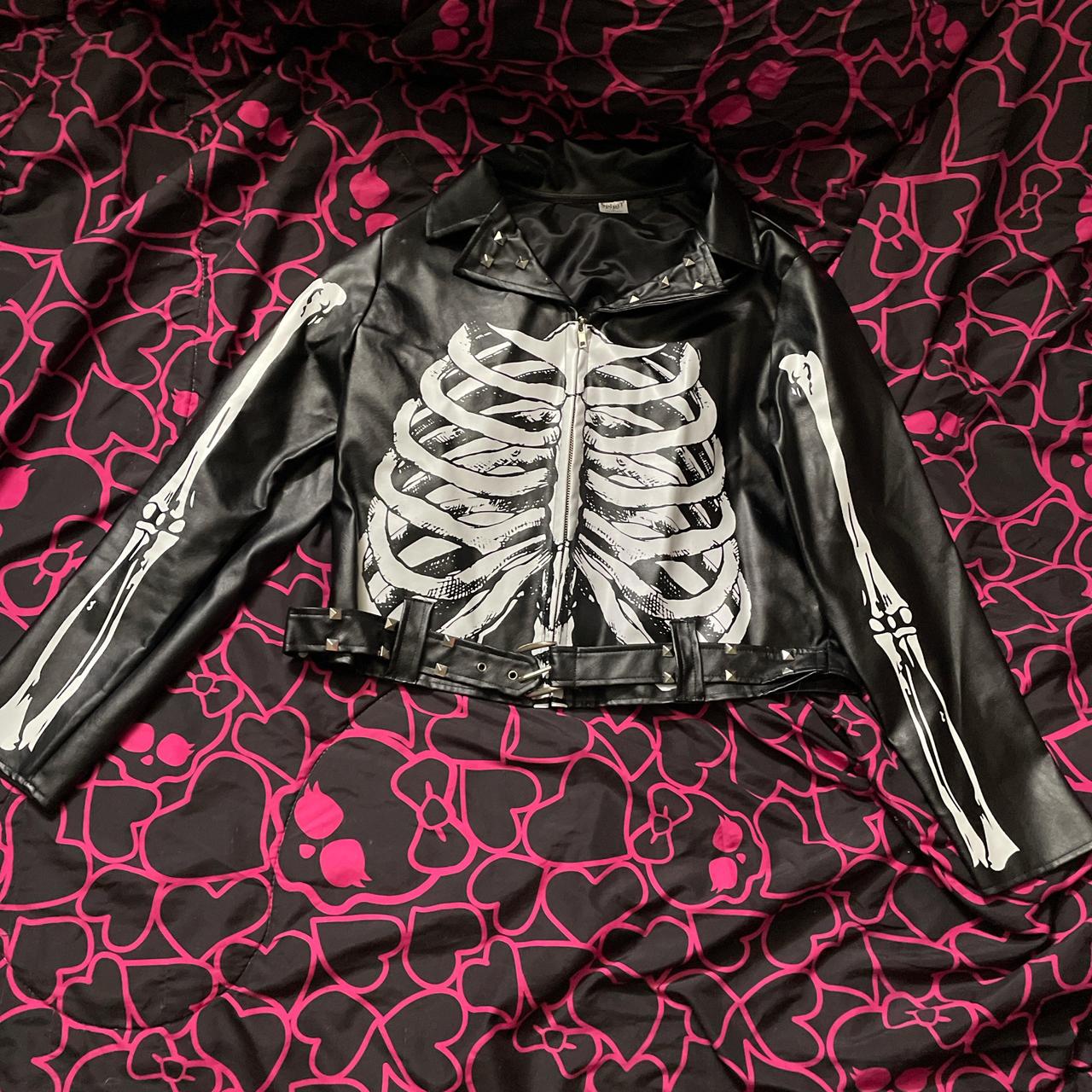 Spirit rib cage and bones with studs leather jacket - Depop