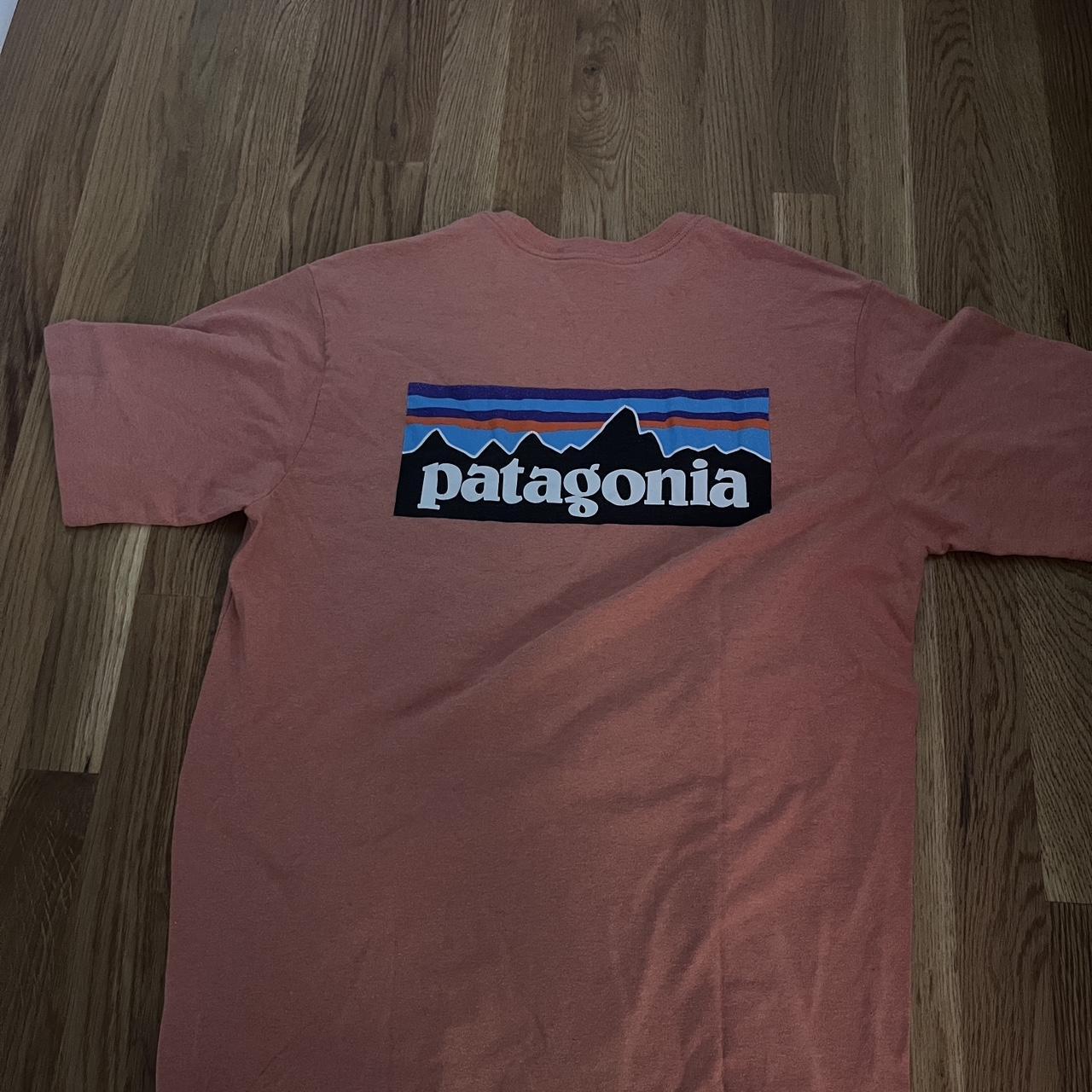 perfect condition patagonia tee pink salmon color - Depop