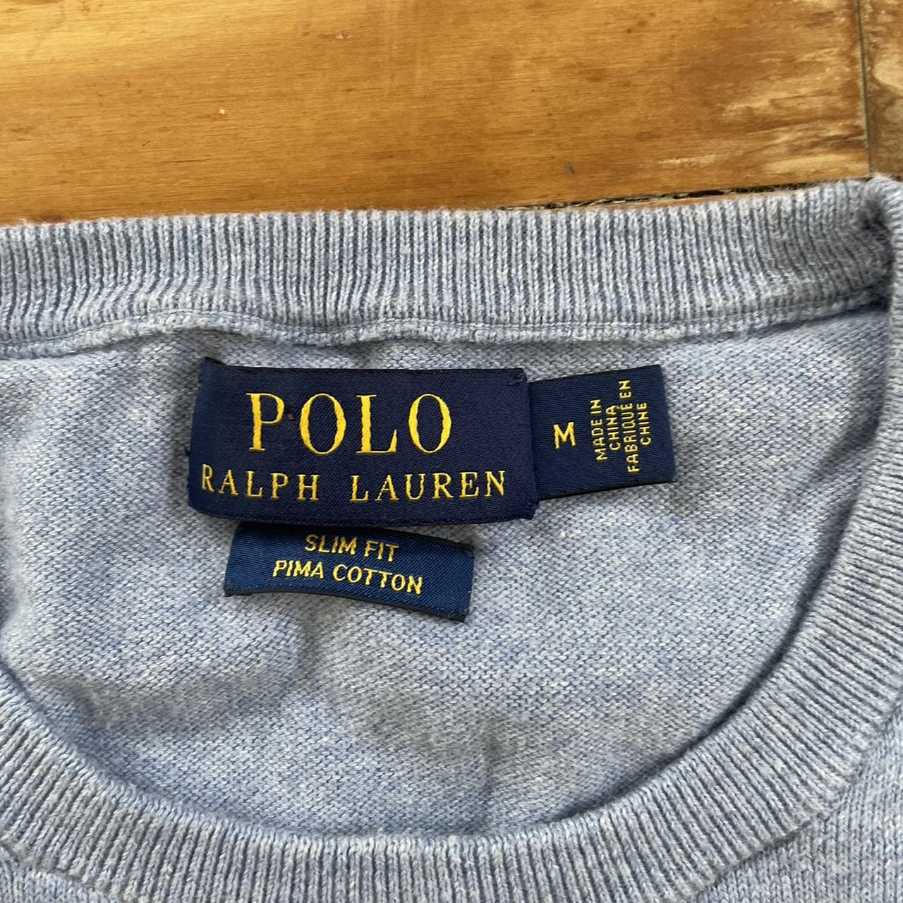 Polo Ralph Lauren baby blue wool knit. Size medium... - Depop