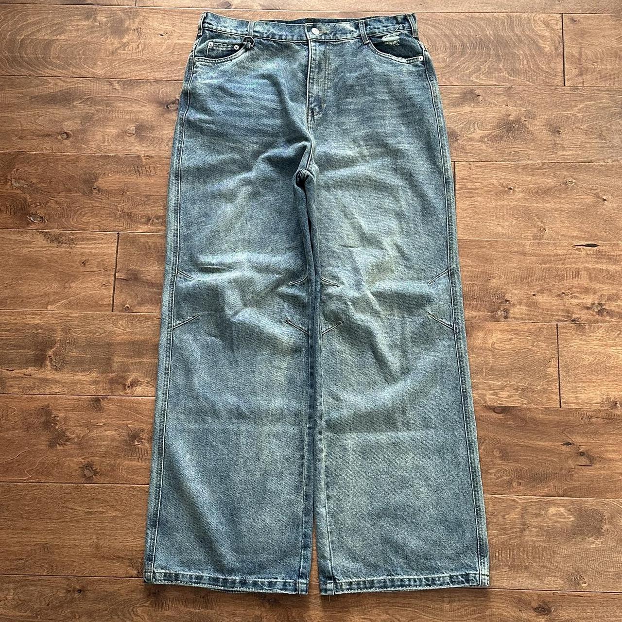 baggy blue ditch jeans bought from pop up including... - Depop